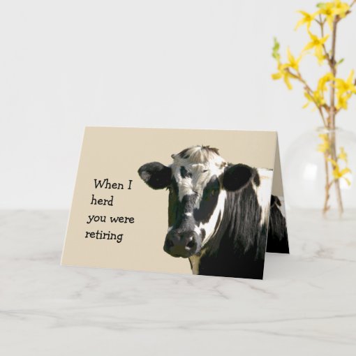 Funny Cow Humor Retirement Laughs Card | Zazzle