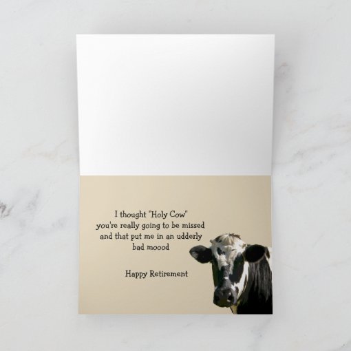 Funny Cow Humor Retirement Laughs Card | Zazzle