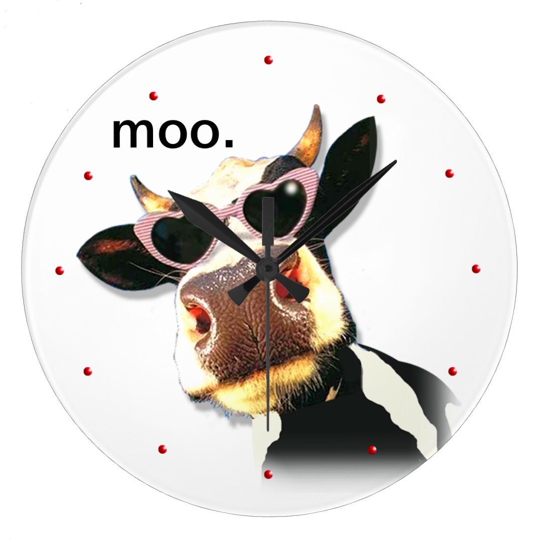 Funny Cow - Moo Large Clock | Zazzle