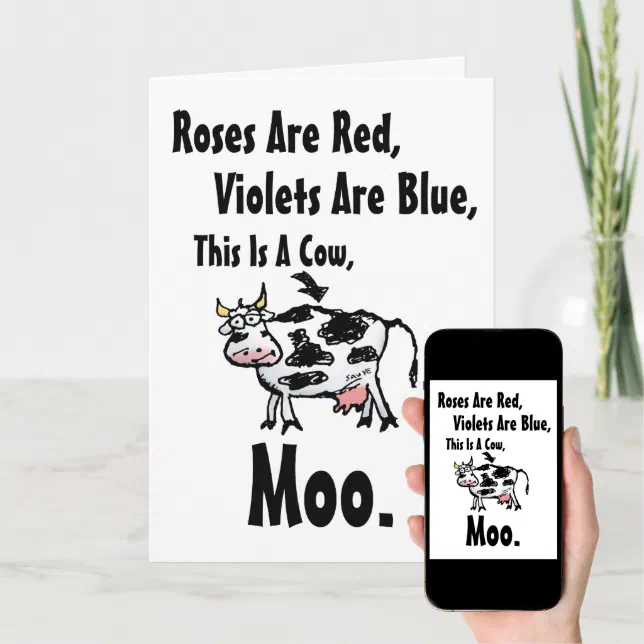 Funny Cow Poem Birthday Card | Zazzle