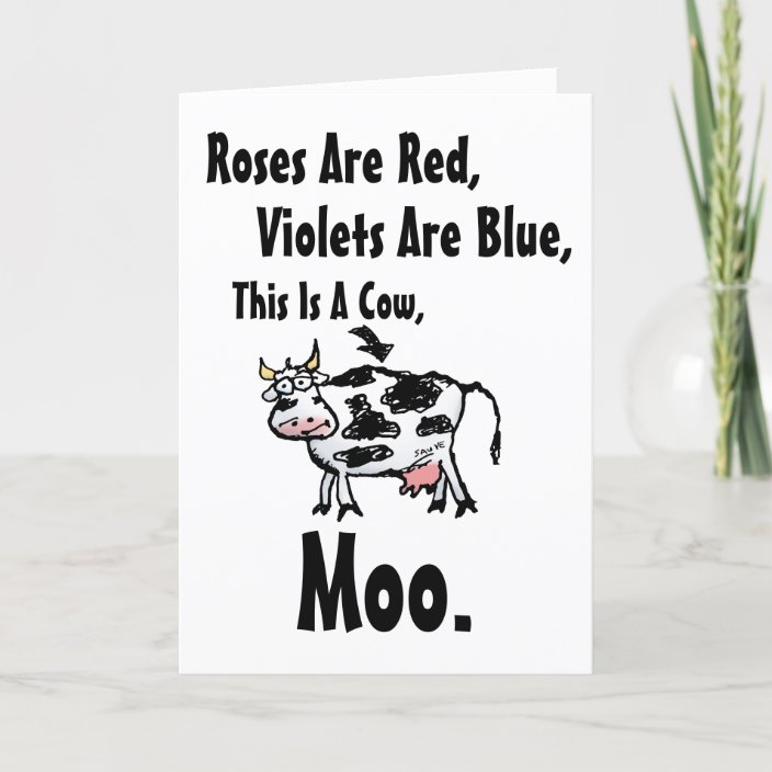Funny Cow Poem Birthday Card | Zazzle.com