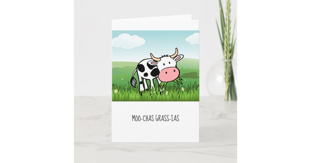 Funny Cow Thank You Card | Zazzle