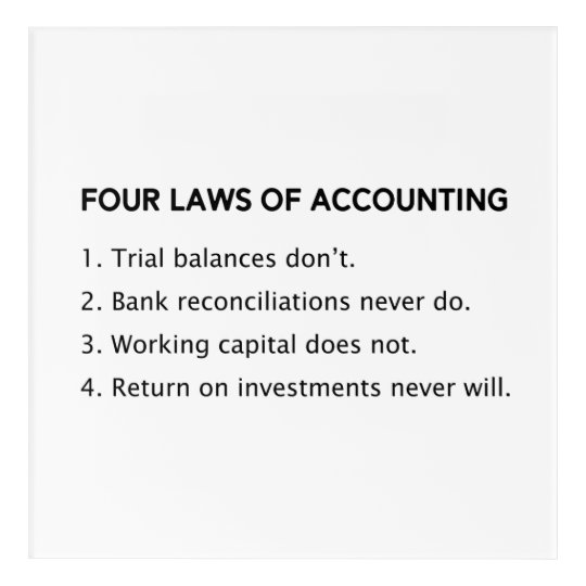 Funny CPA Accountant Four Laws Of Accounting Jokes Acrylic Print ...