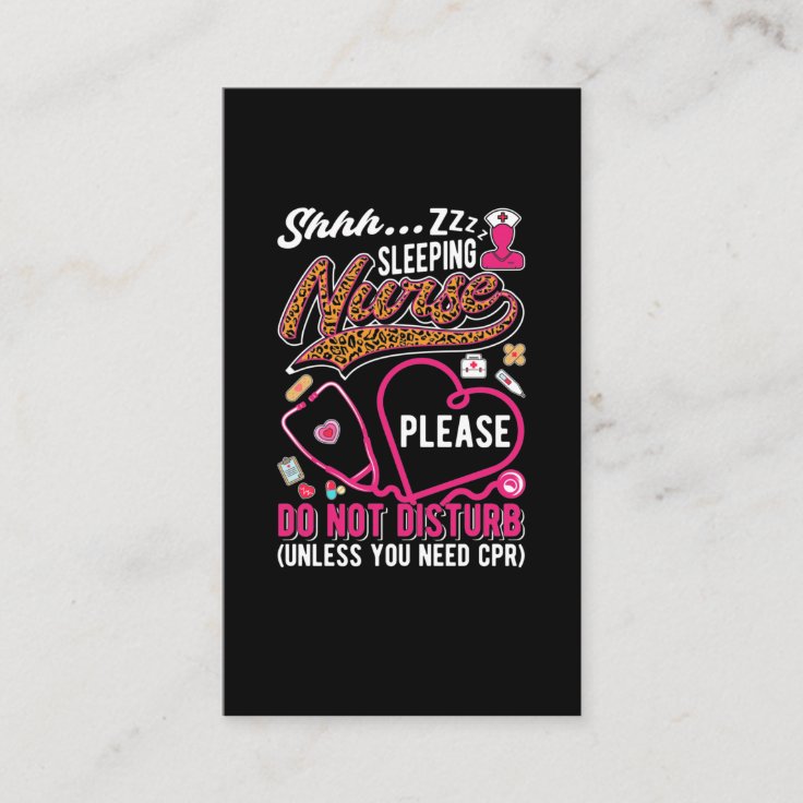 Funny CPR Nurse Leopard Print RN Medical Worker Business Card | Zazzle