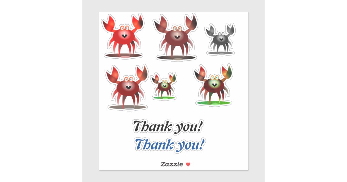 Funny crabs and Thank you Sticker | Zazzle