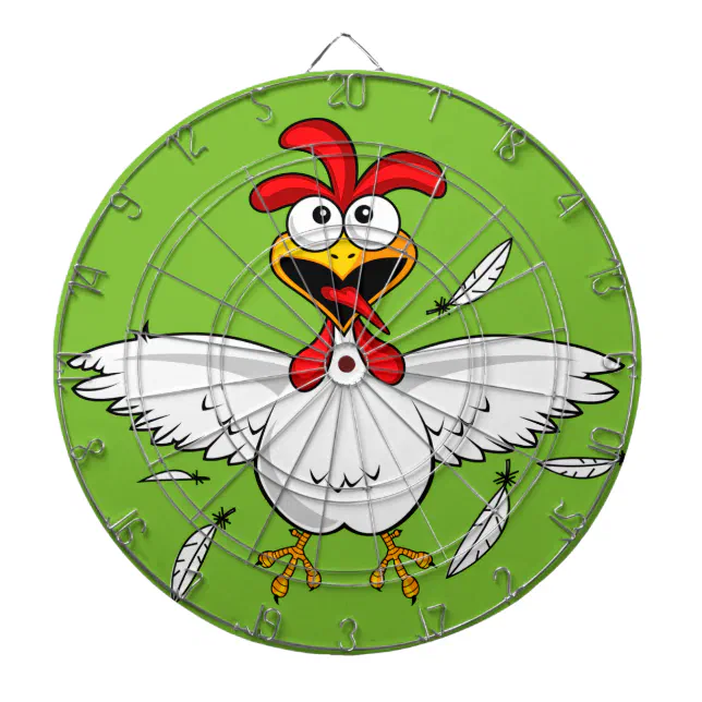 Funny Crazy Cartoon Chicken Wing Fling Dart Board | Zazzle