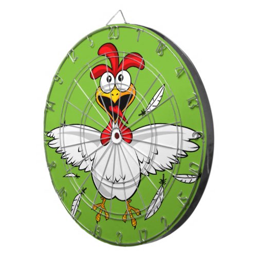 Funny Crazy Cartoon Chicken Wing Fling Dart Board | Zazzle