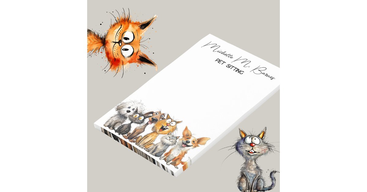 Funny Crazy Cats Dogs Pet Sitter Business Post-it Notes | Zazzle