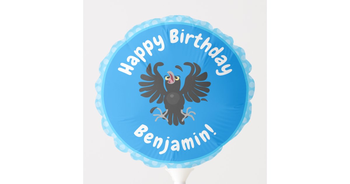 Funny crazy crow raven cartoon illustration balloon | Zazzle