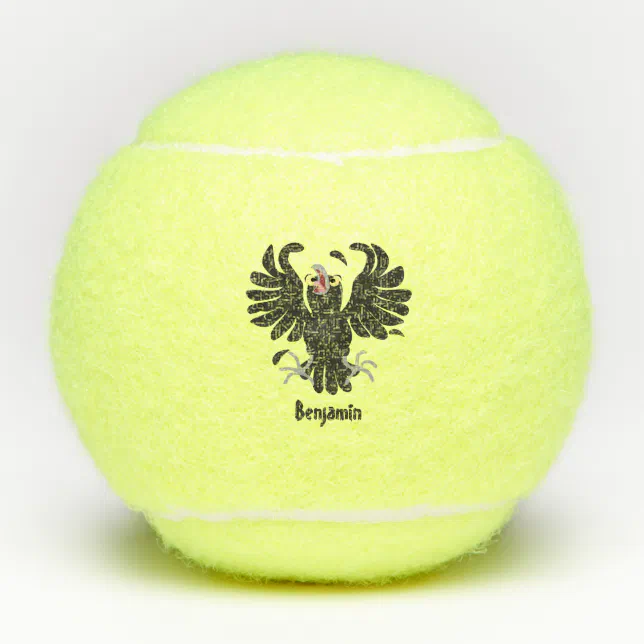 Funny crazy crow raven cartoon illustration tennis balls | Zazzle
