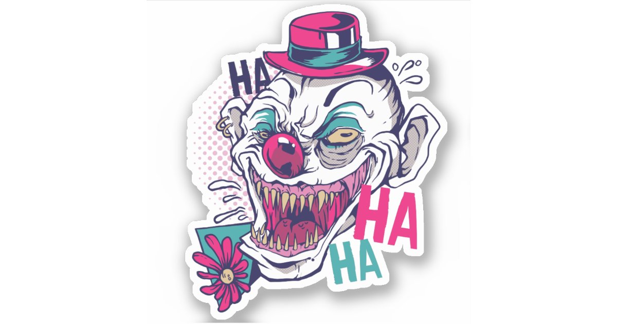 Funny Creepy Clown Laughing Horror Teen Graphics Sticker | Zazzle