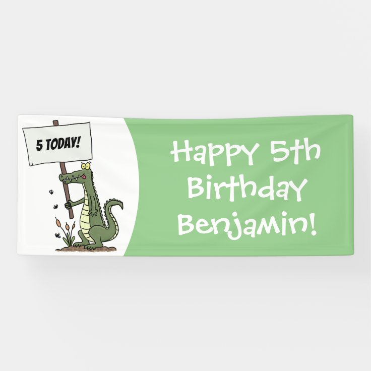 Funny crocodile aligator with sign cartoon | Zazzle