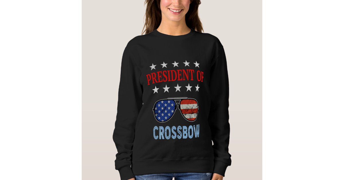 Funny Crossbow Accessories Usa Flag Crossbow Sayin Sweatshirt | Zazzle