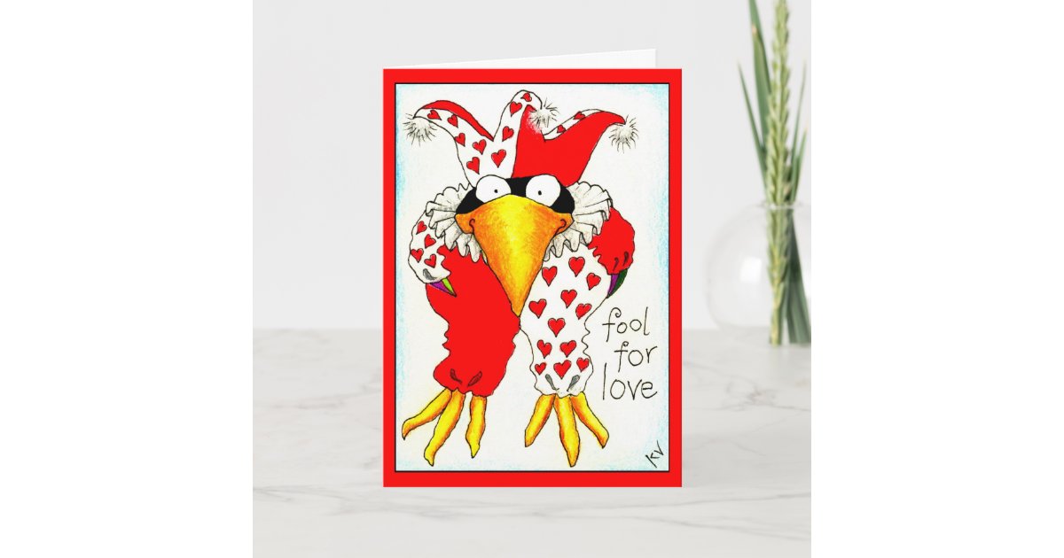 Funny Crow Jester Valentine's Day greeting card | Zazzle