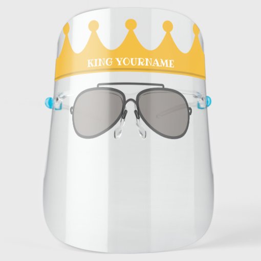 Funny Crown with sunglasses Custom King Face Shield | Zazzle