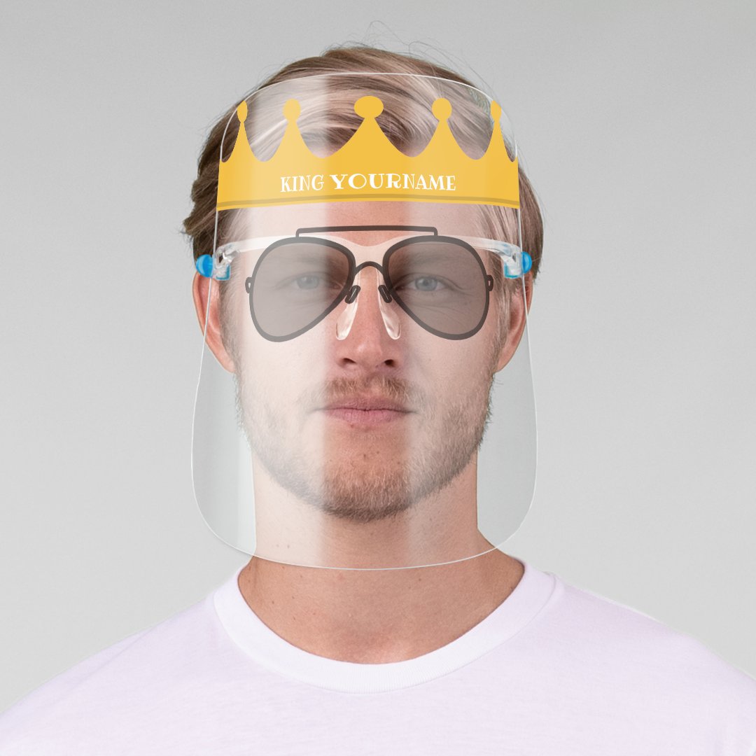 Funny Crown with sunglasses Custom King Face Shield | Zazzle