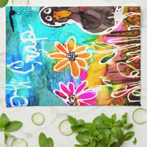 Funny Crows and Flowers Oh Crap Kitchen Towel | Zazzle