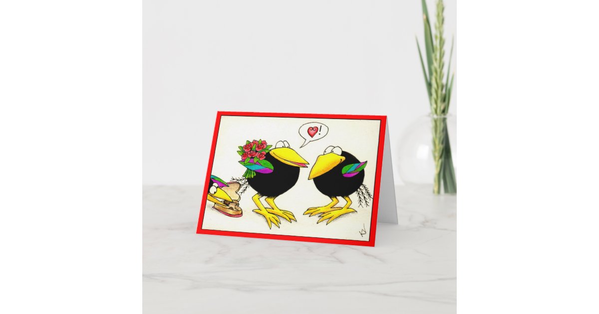 Funny Crows Valentine's Day greeting card | Zazzle