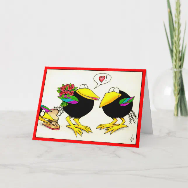 Funny Crows Valentine's Day greeting card | Zazzle