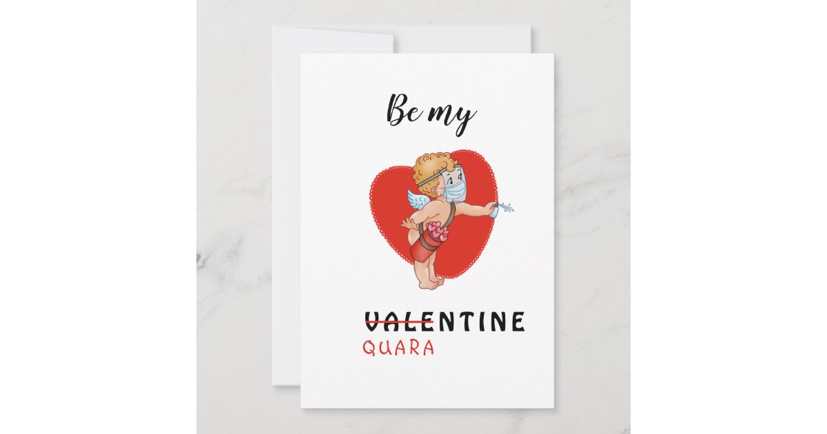 funny cupid mask covid 2021 heart be my valentine holiday card | Zazzle