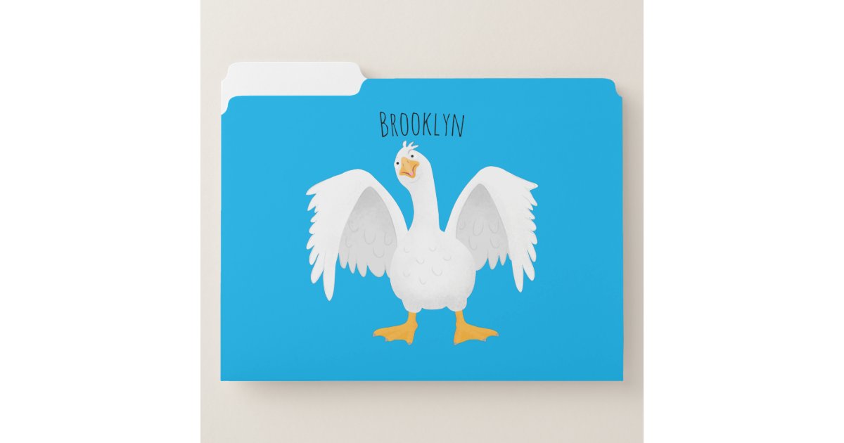 Funny curious domestic goose cartoon illustration file folder | Zazzle