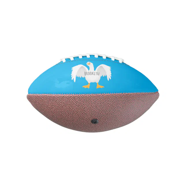 Funny curious domestic goose cartoon illustration football | Zazzle
