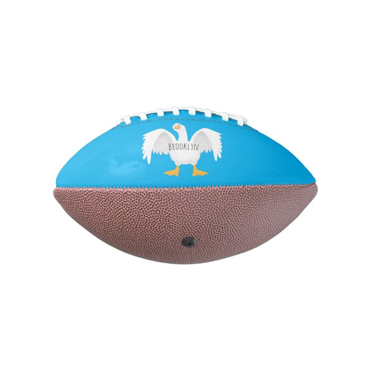 Funny curious domestic goose cartoon illustration football | Zazzle