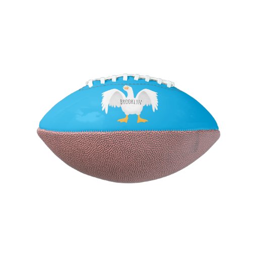 Funny curious domestic goose cartoon illustration football | Zazzle