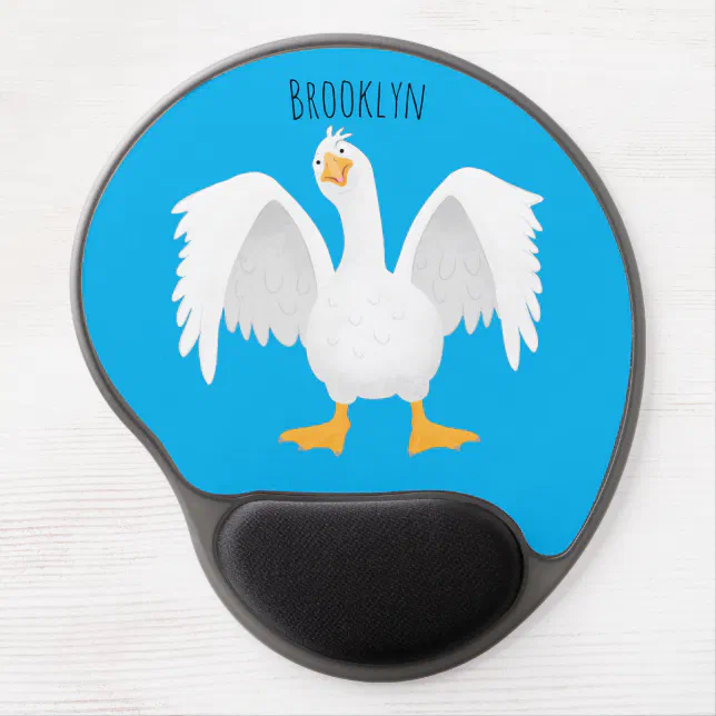 Funny curious domestic goose cartoon illustration gel mouse pad | Zazzle