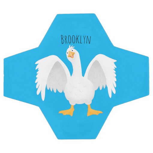 Funny curious domestic goose cartoon illustration soccer ball | Zazzle