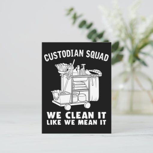 Funny Custodian Cleaning Humor Postcard | Zazzle