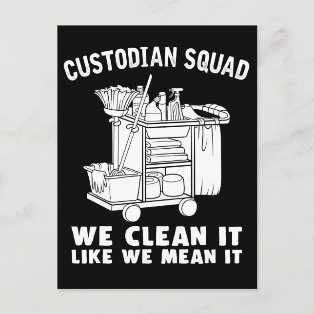 Funny Custodian Cleaning Humor Postcard | Zazzle