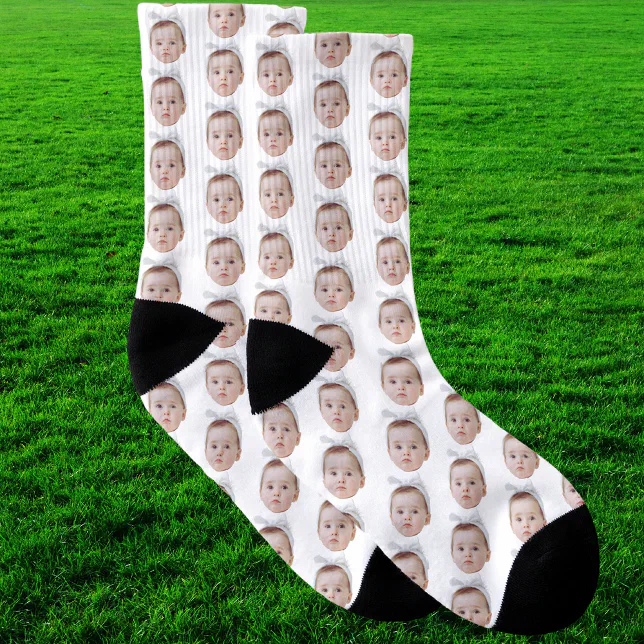 Funny Custom Face Photo Face Repeating Pattern Socks | Zazzle
