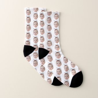Funny Custom Face Photo Face Repeating Pattern Socks | Zazzle