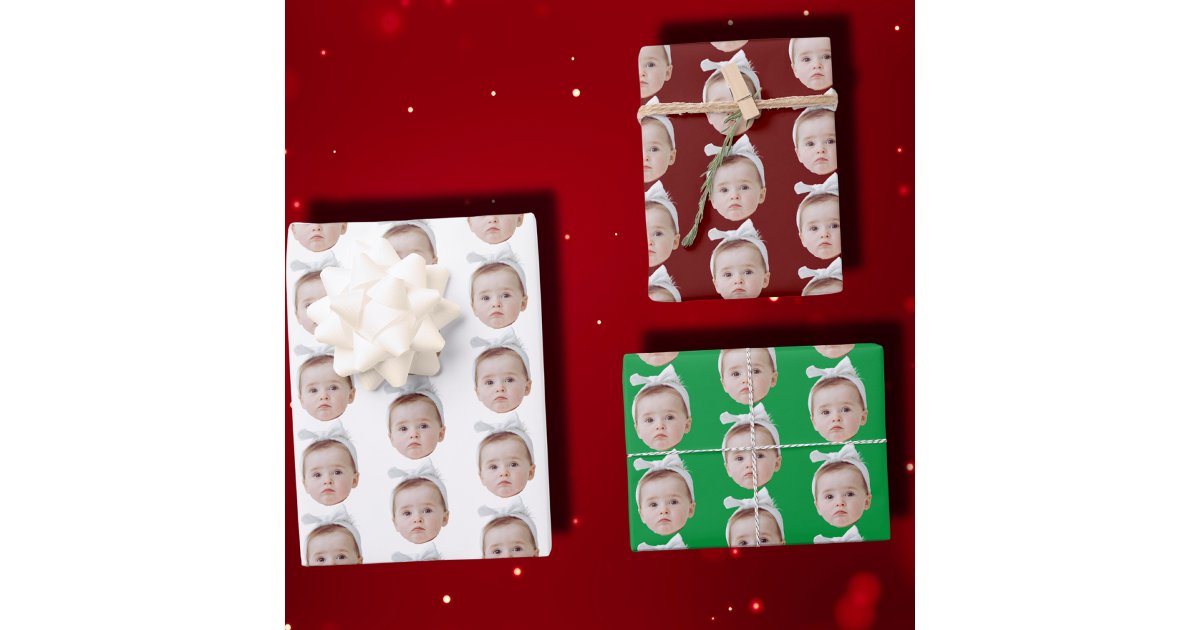 Funny Custom Face Photo Face Repeating Pattern Wrapping Paper Sheets ...