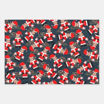 Funny Custom Face Photo Santa Claus Christmas Wrapping Paper Sheets ...
