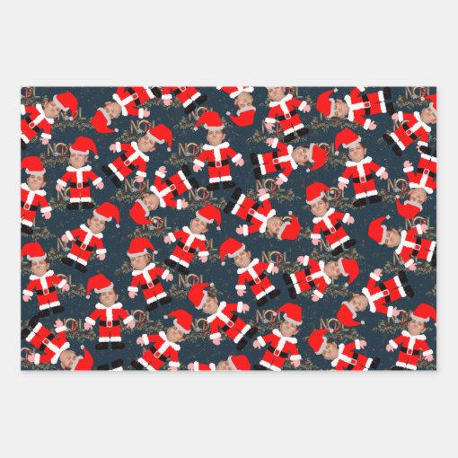 Funny Custom Face Photo Santa Claus Christmas Wrapping Paper Sheets ...