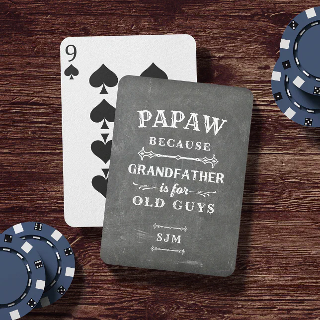 Funny Custom Grandpa Nickname & Monogram Poker Cards | Zazzle
