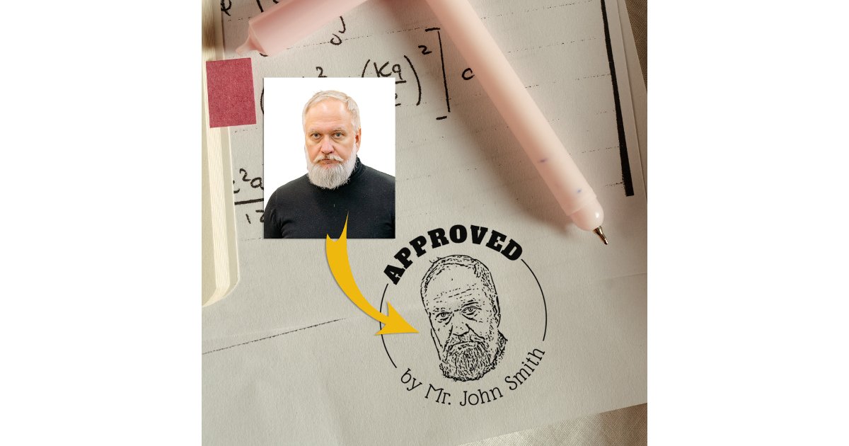 Funny Custom Photo Teacher Classroom Approved Rubber Stamp | Zazzle