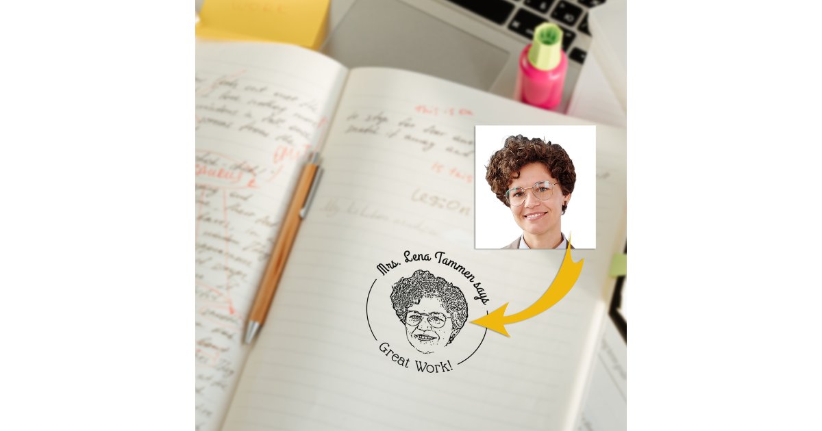 Funny Custom Photo Teacher Classroom Great Work Rubber Stamp | Zazzle