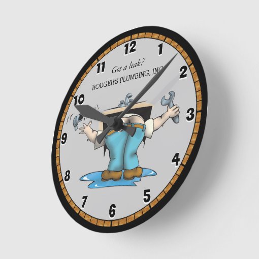 Funny Custom Plumbing Large Clock | Zazzle