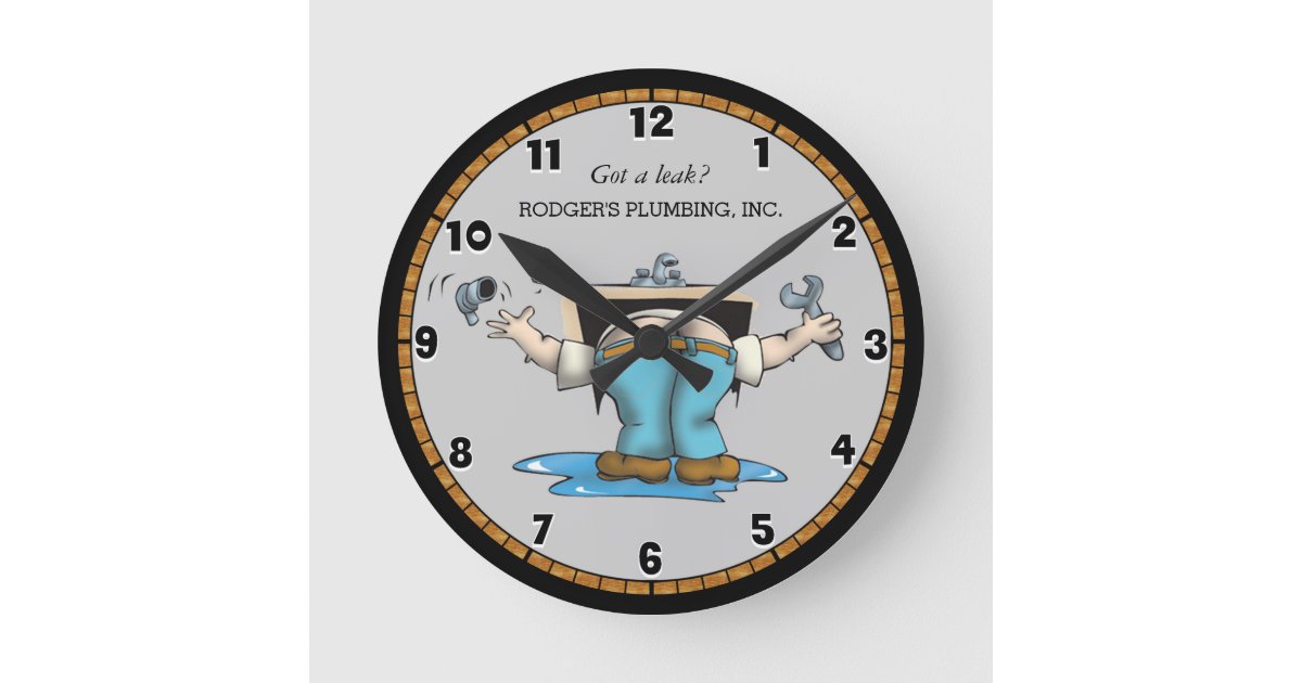 Funny Custom Plumbing Large Clock | Zazzle