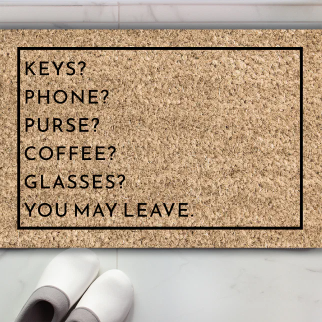 Funny Custom Reminder List Keys Phone Purse Coir Doormat | Zazzle
