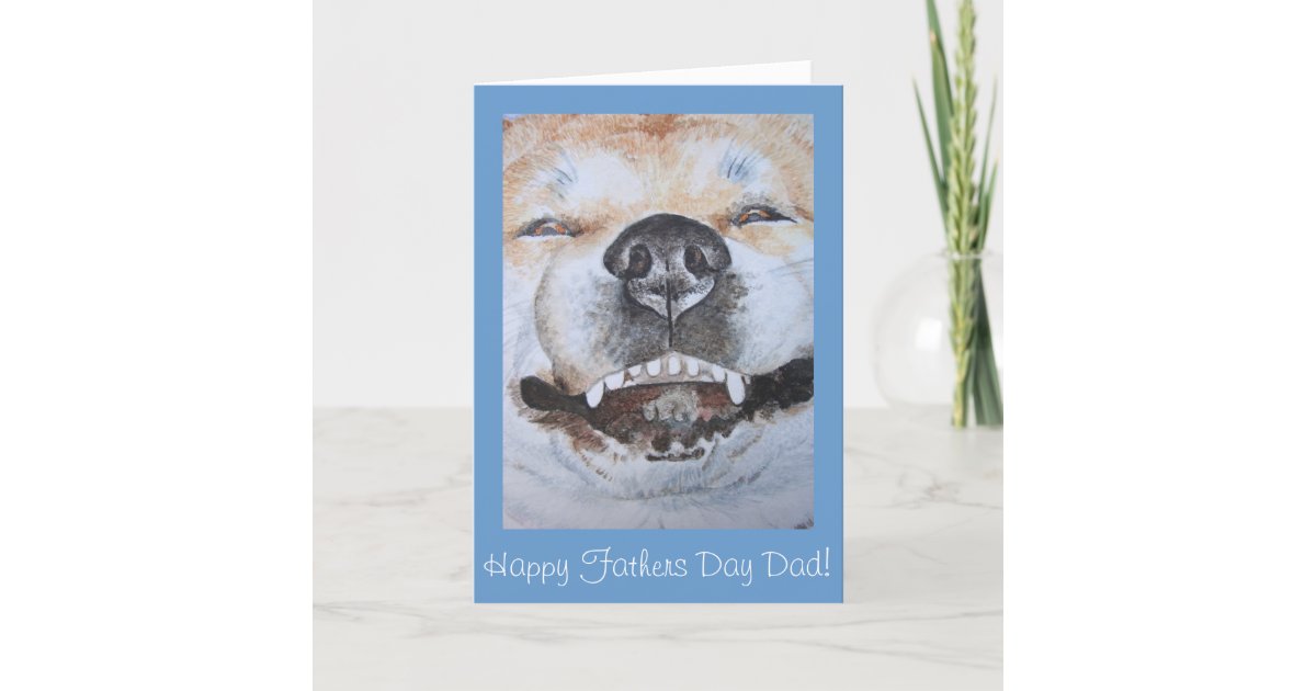 funny cute akita smiling dog for dad card | Zazzle