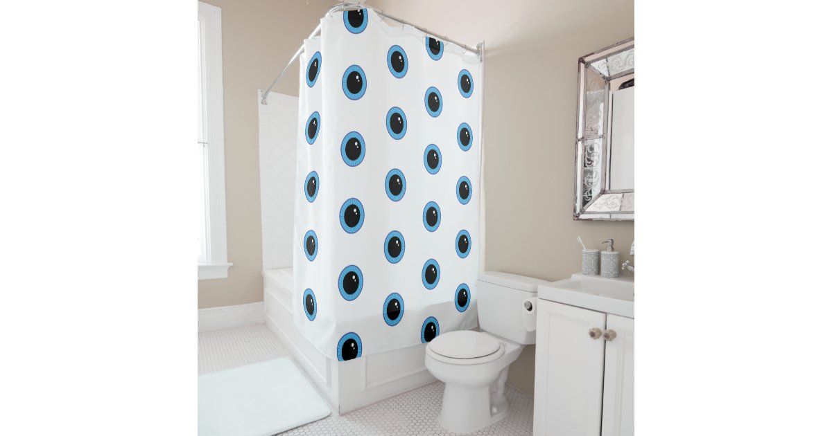 Funny Cute Blue Eyes Shower Curtain | Zazzle