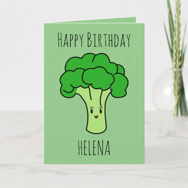 Funny Cute Broccoli Green Veggie Birthday Card | Zazzle