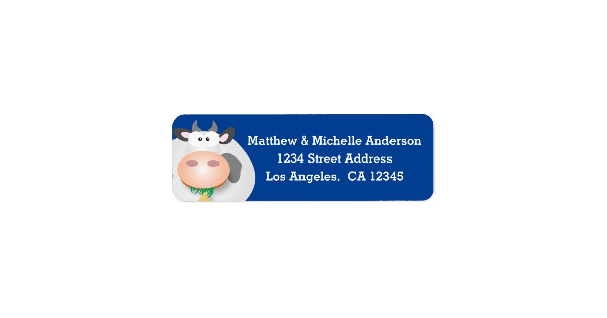 Funny Cute Cartoon Cow Address Label | Zazzle