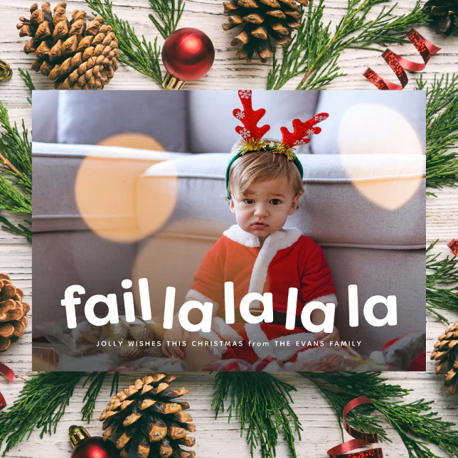 Funny cute Christmas fail one photo Holiday Card | Zazzle