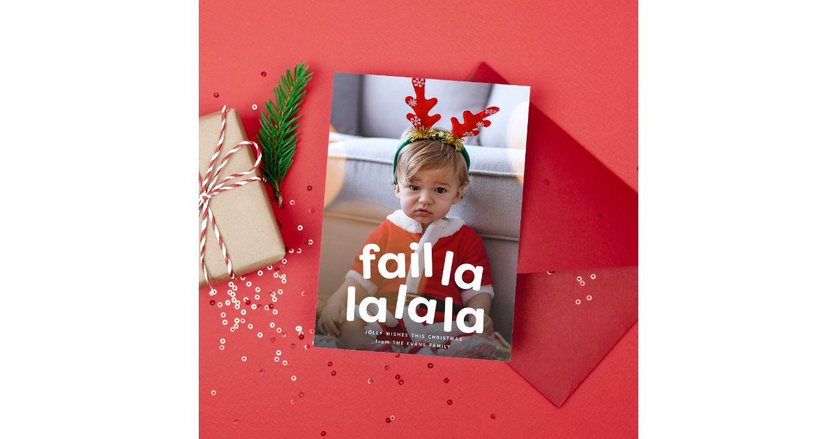 Funny cute Christmas fail one photo red Holiday Card | Zazzle