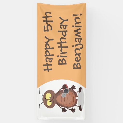 Funny cute cockroach cartoon character banner | Zazzle